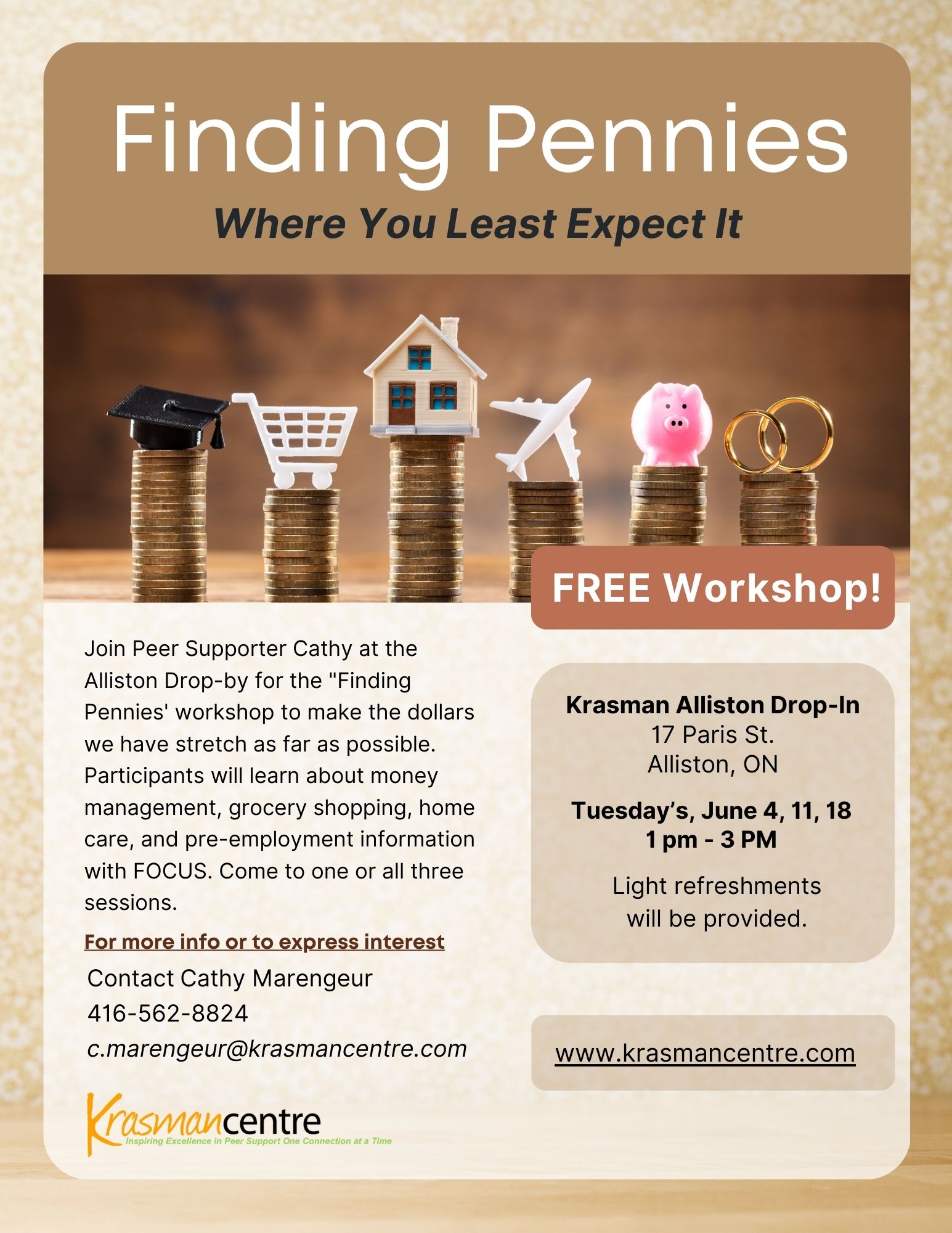 Finding Pennies In-Person Workshop (Alliston Drop In) - Krasman Centre